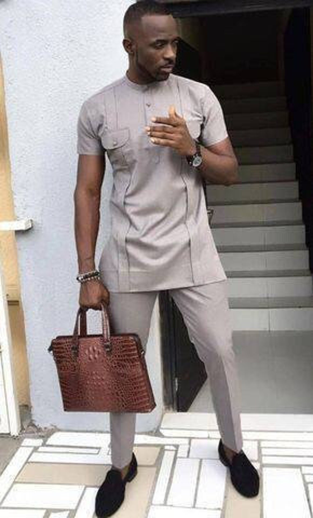 African Mens Traditional Wedding Suit Grooms Senator Suit for Groomsmen ...