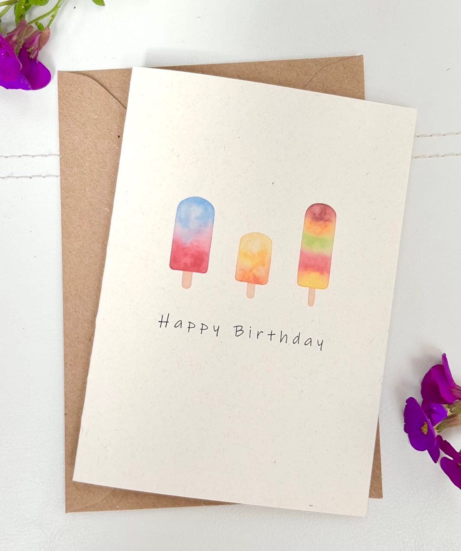 Recycled Happy Birthday Card Ice Lolly Design Summer Themed Cards Recycled Happy Birthday Card Ice Lolly Design Summer Themed Cards