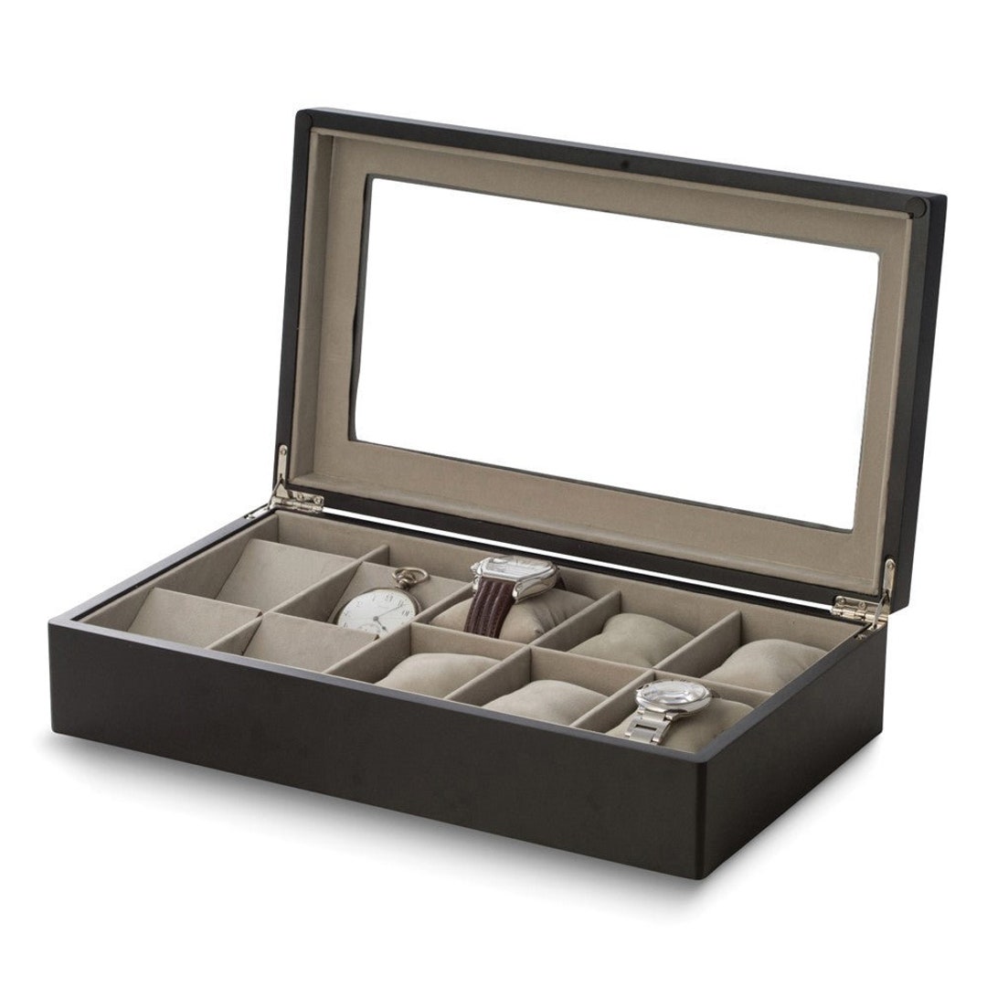 Matte Black Wood Finish 6-wrist and 4-pocket Watch Case W/glass Top - Etsy