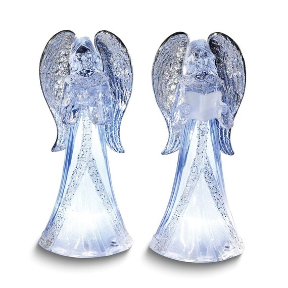 LED Lighted Acrylic Angel 2-piece Set - Etsy