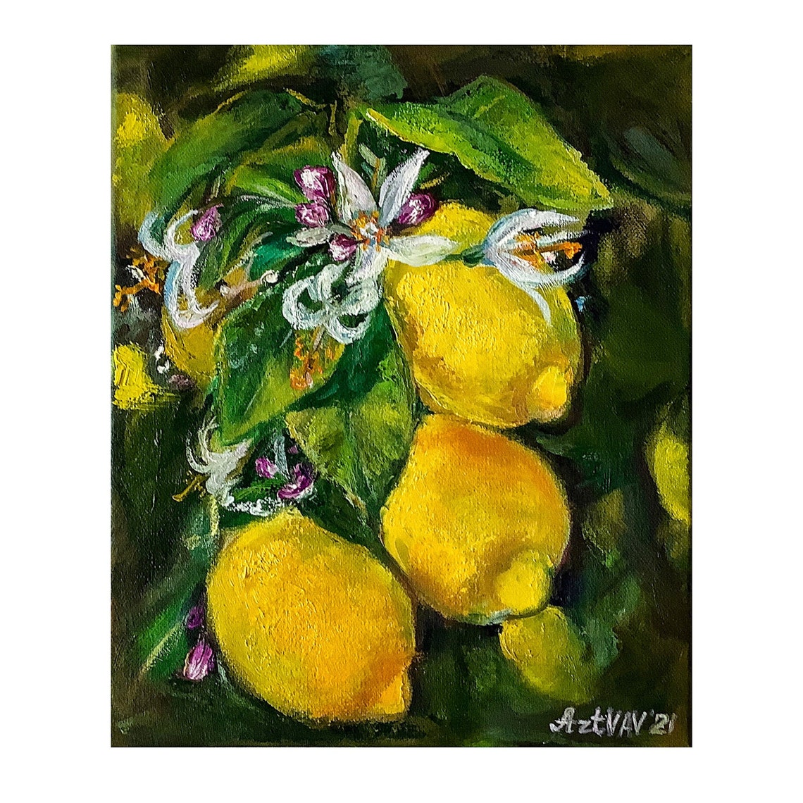 Lemon tree painting Botanical art Oil painting fruit Fruit | Etsy