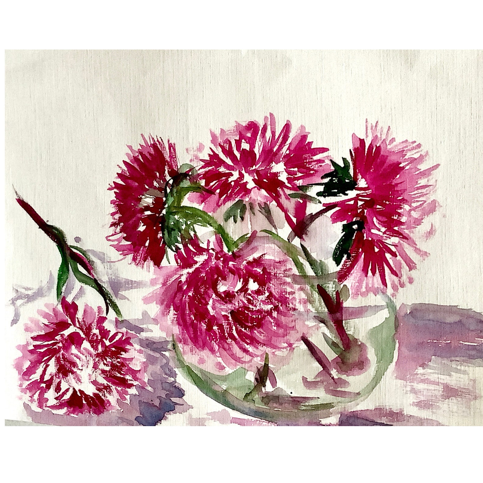 Aster painting Floral watercolor original Aster flower art | Etsy