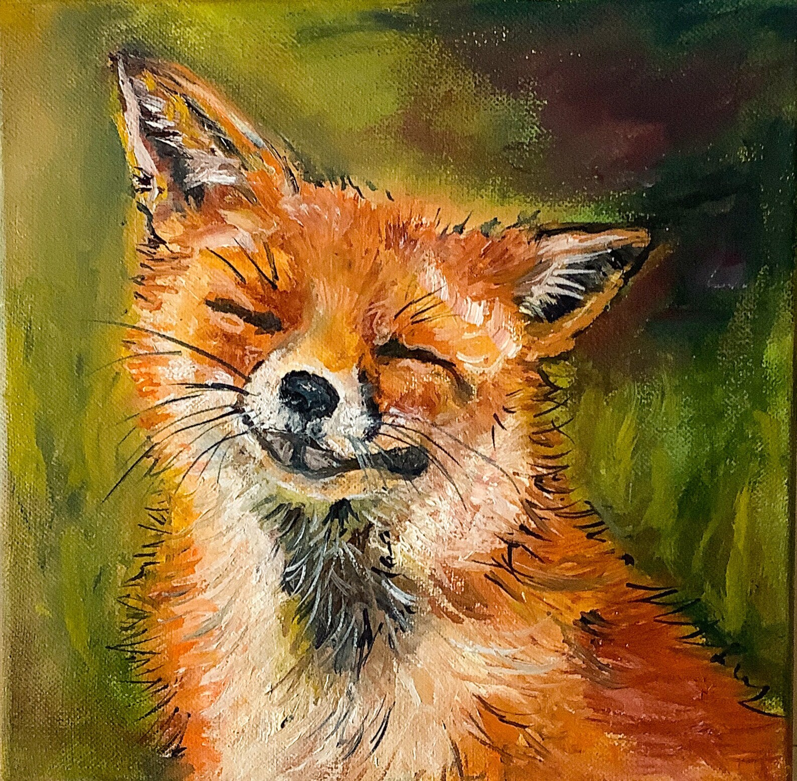 Fox Painting Original Art Forest Fauna Artwork Red Fox Wall | Etsy