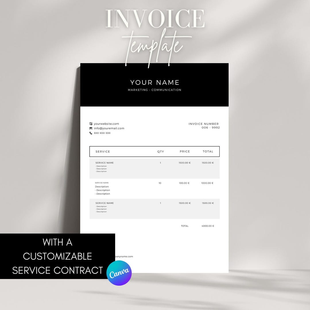 Invoice Template | Terms of Service | Small Business |service Contract ...