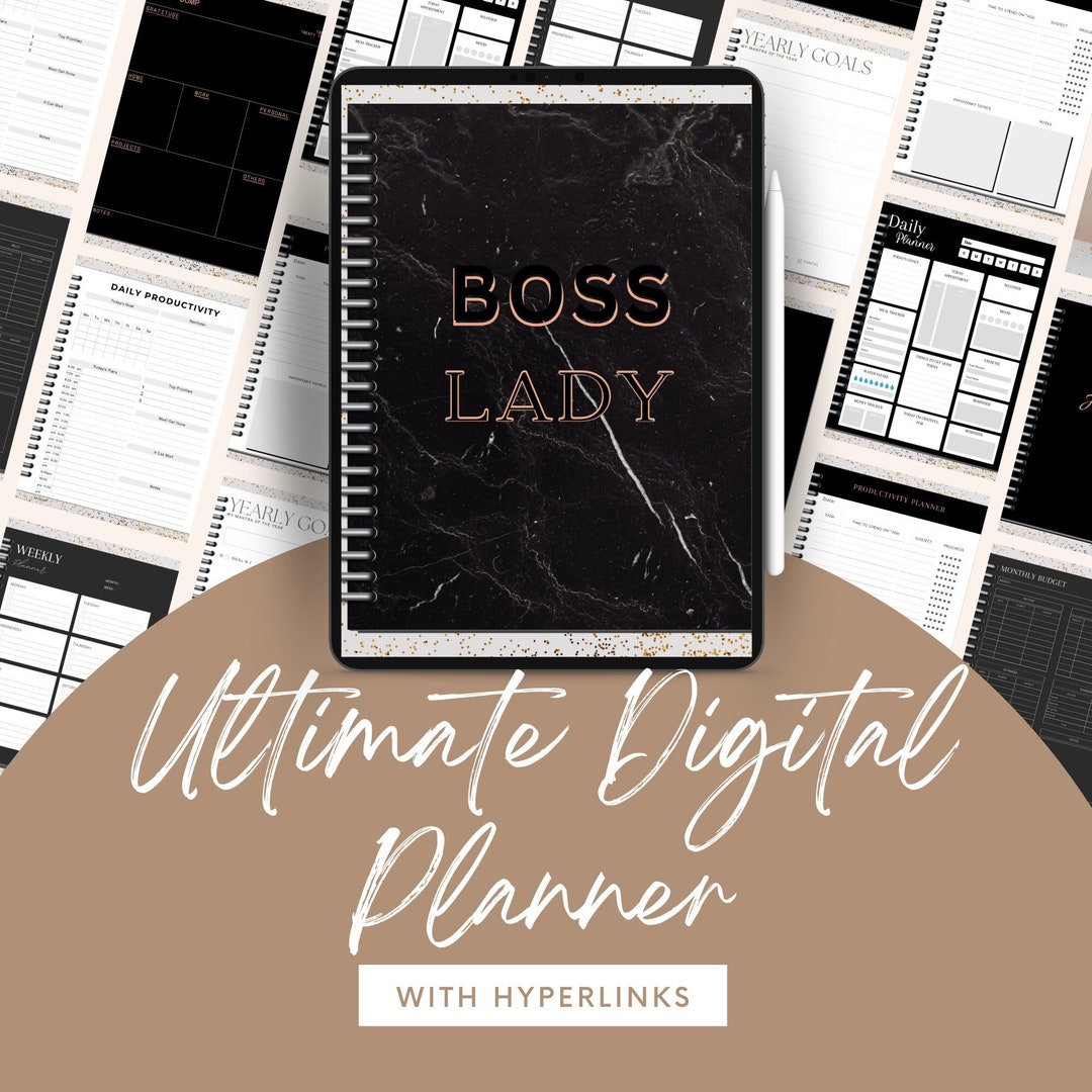 Undated Digital Planner With Hyperlinks | Boss LADY Monthly and Daily ...