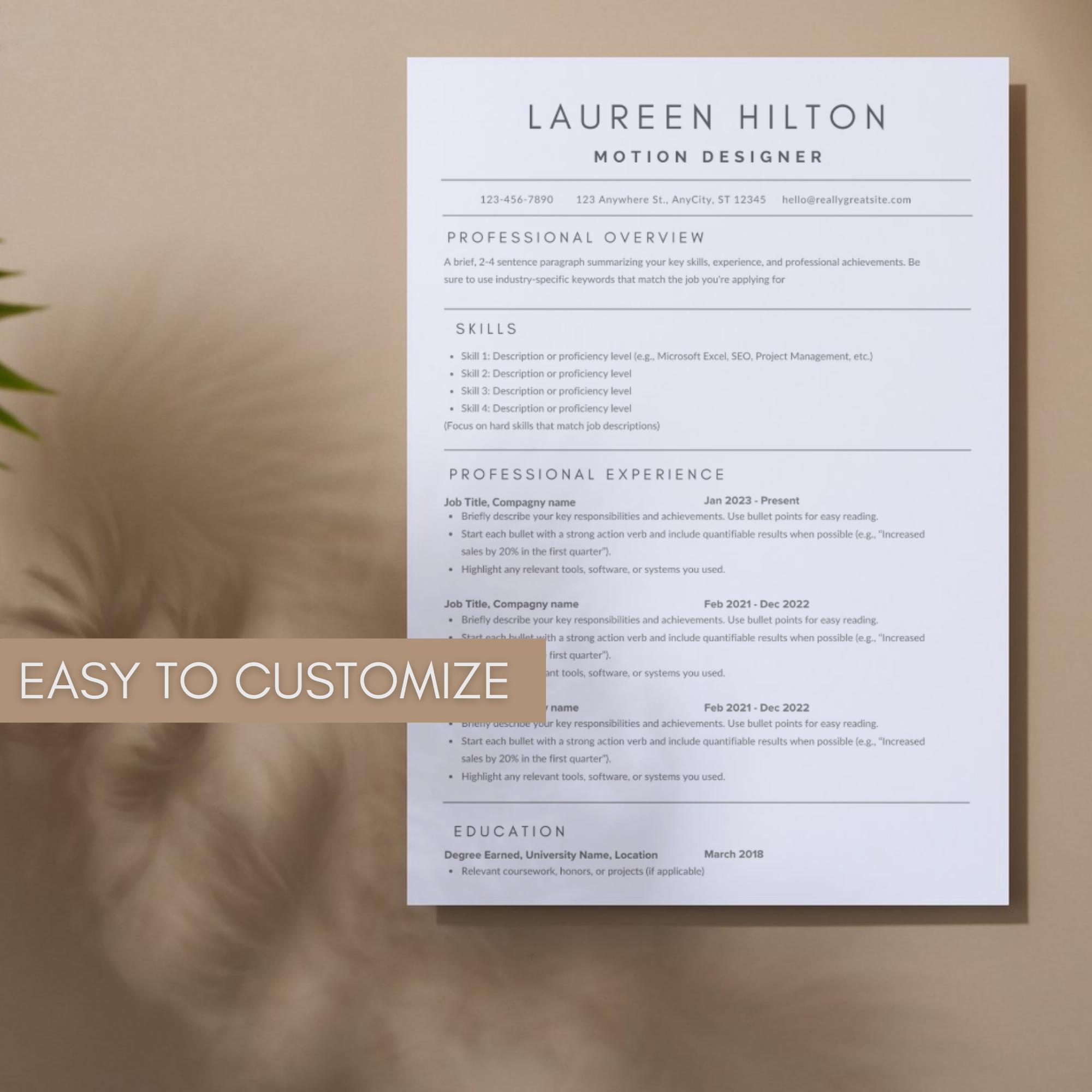 Editable CV Template | CV Template | Minimalist Resume | Resume on ...