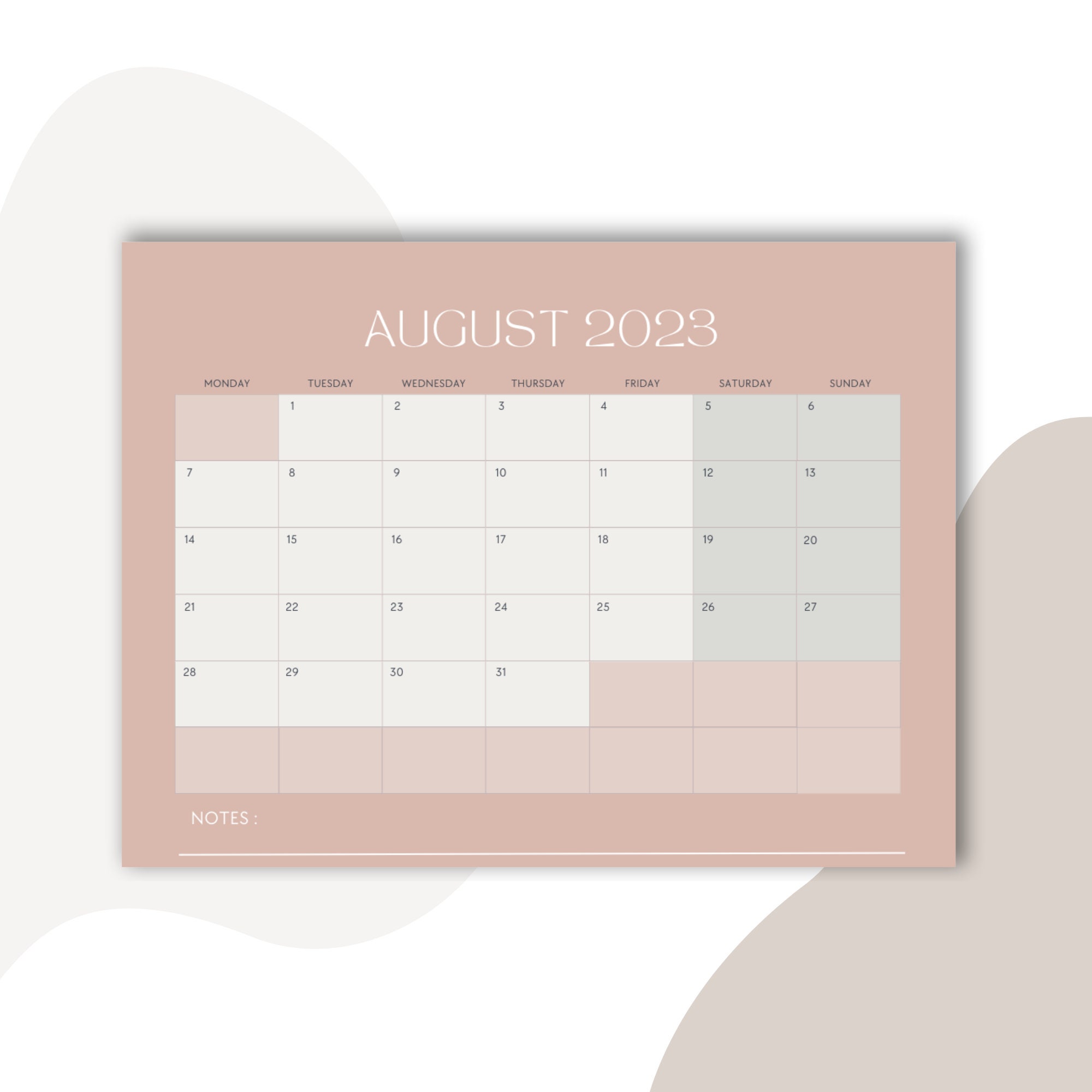 2023 Digital and Printable Calendar monthly Calendar 2023 Pink Digital ...