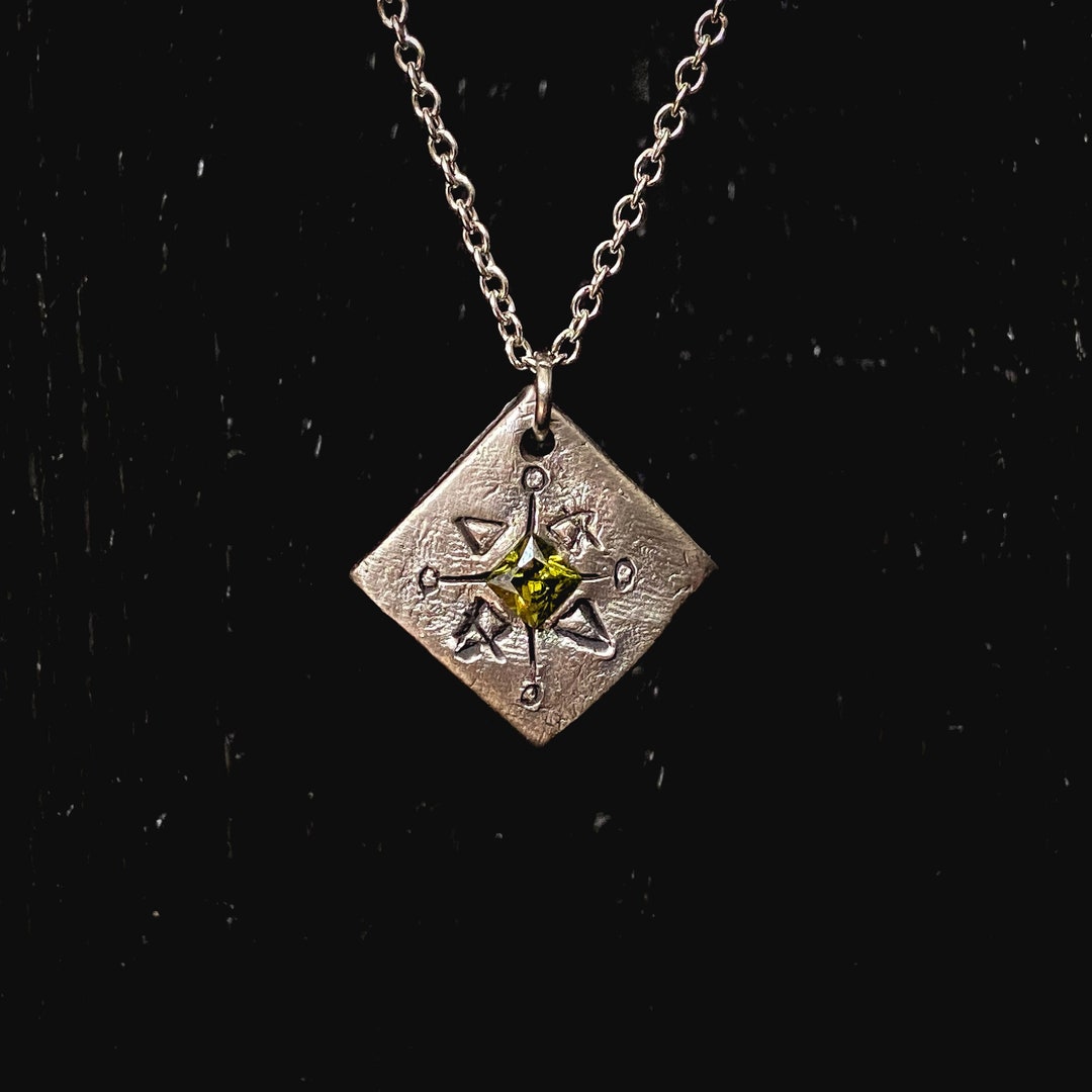 Sigil 4 Elements, Green Zircon, Steel Necklace - Etsy