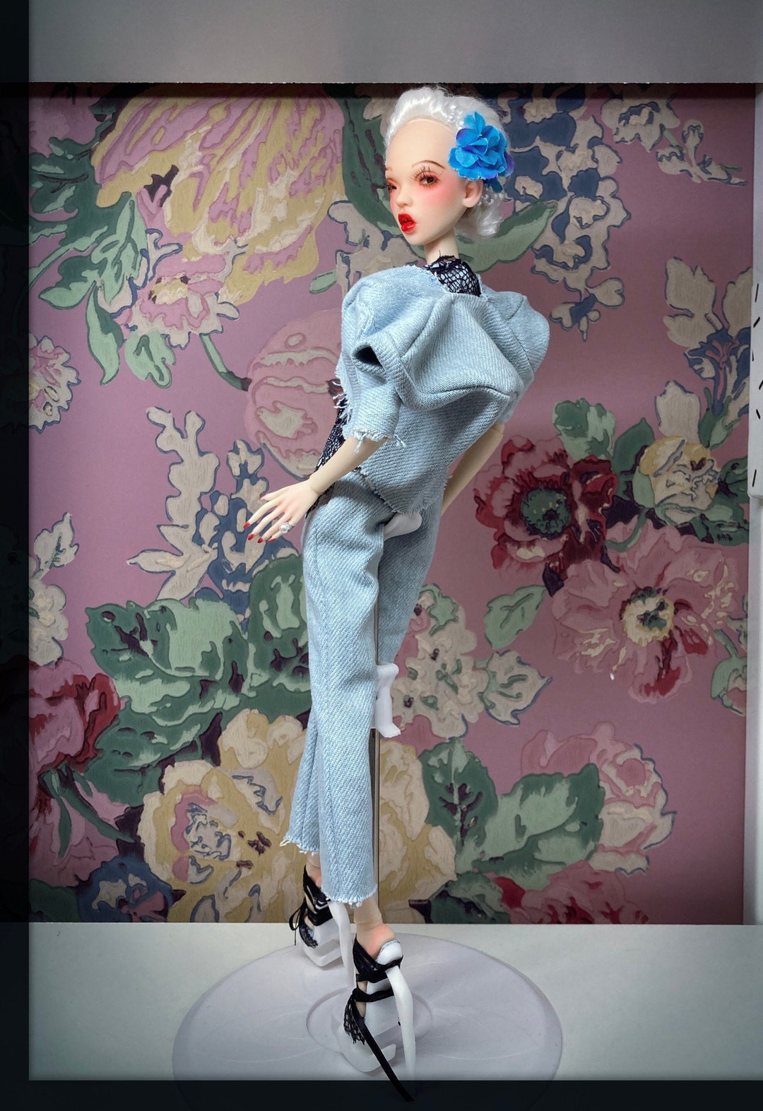 Lace and Denim Charles James Inspired Outfit for Popovy BJD - Etsy