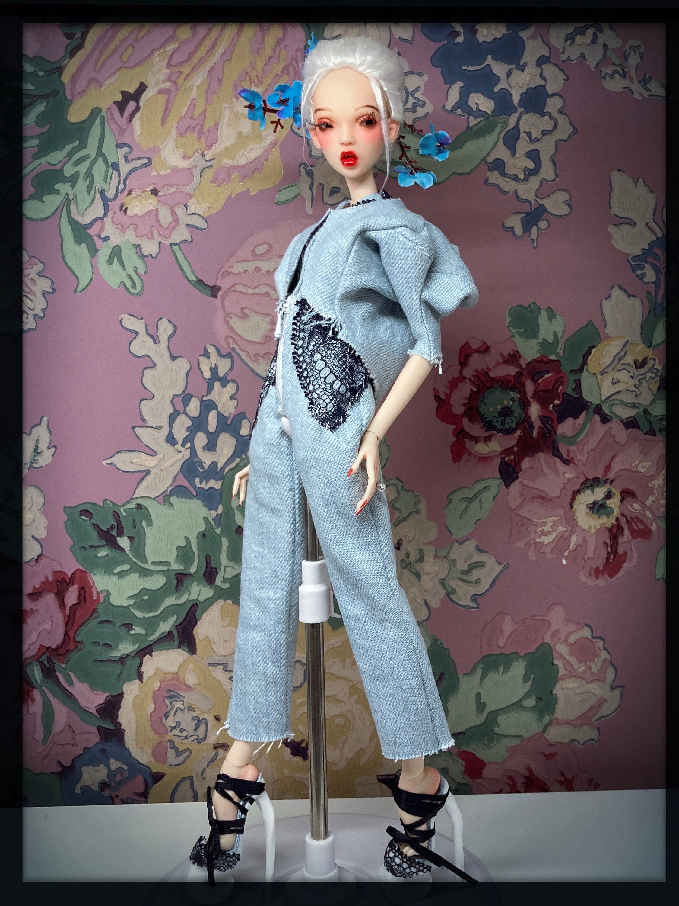 Lace and Denim Charles James Inspired Outfit for Popovy BJD - Etsy