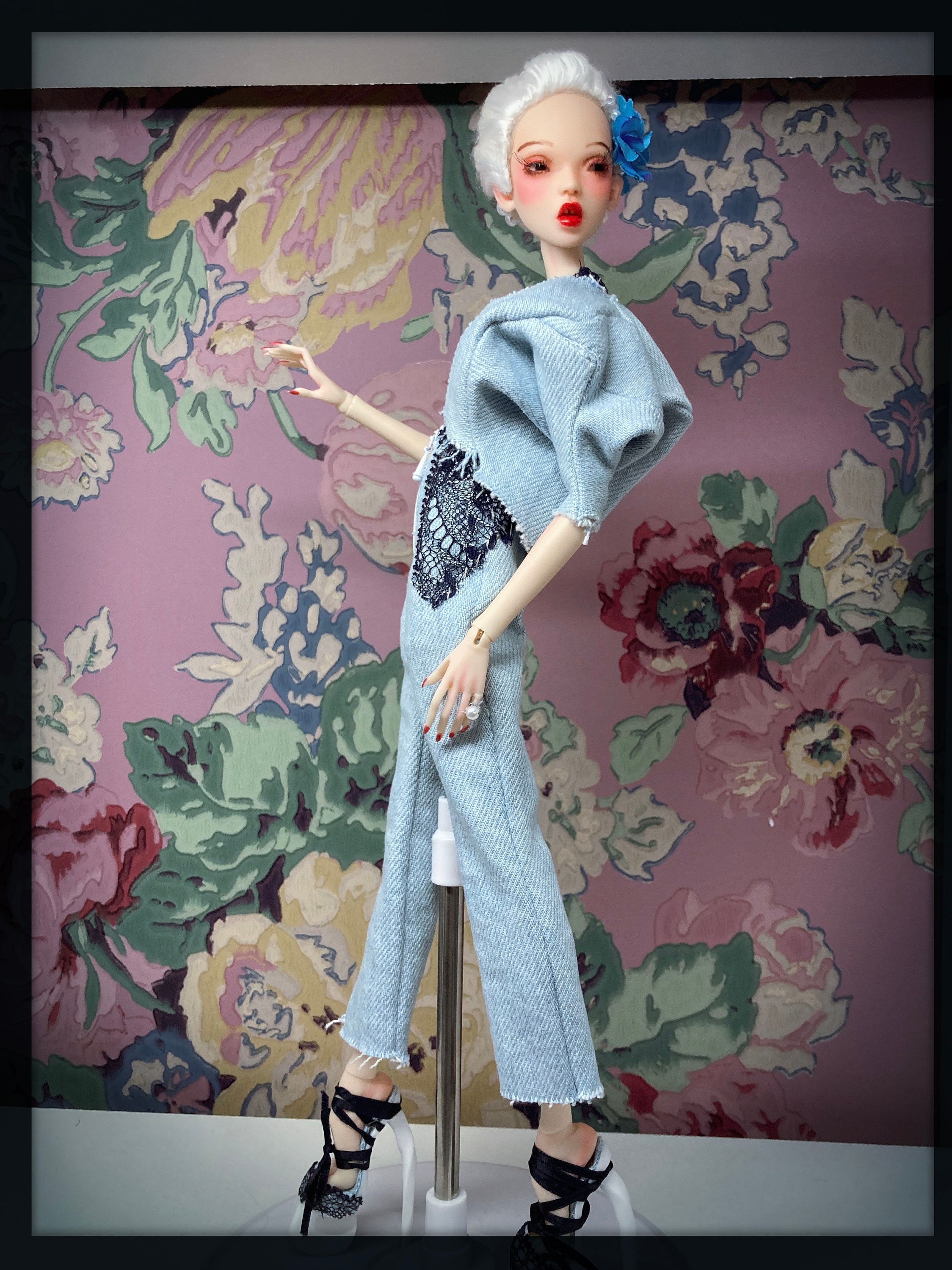 Lace and Denim Charles James Inspired Outfit for Popovy BJD - Etsy
