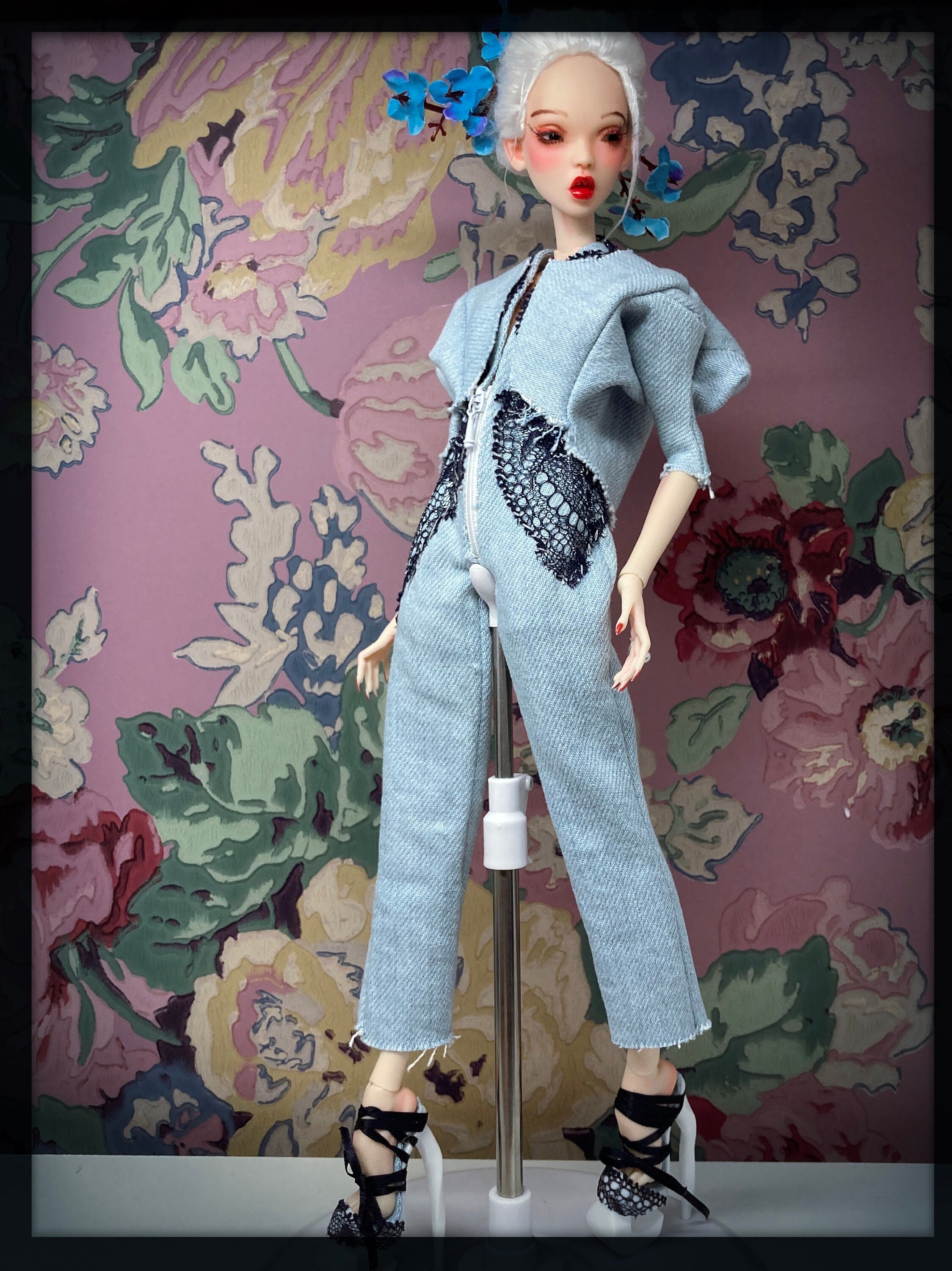 Lace and Denim Charles James Inspired Outfit for Popovy BJD - Etsy