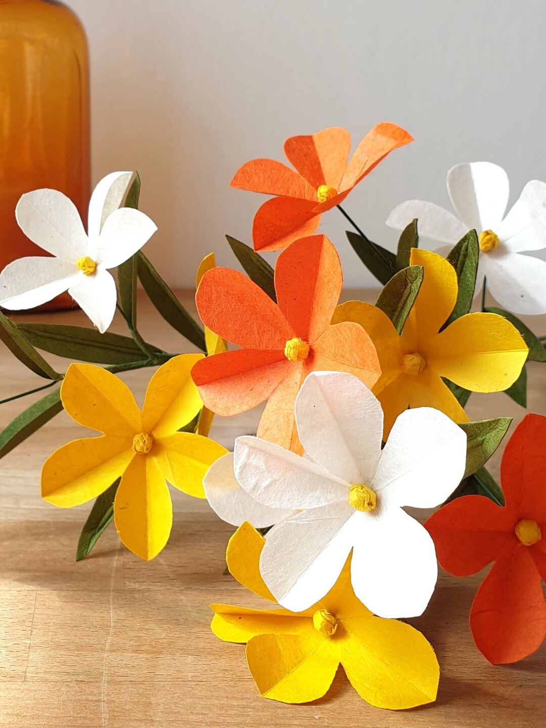 DIY KIT 4 Stems of Flax Flowers Made From Yellow, Orange and Natural ...