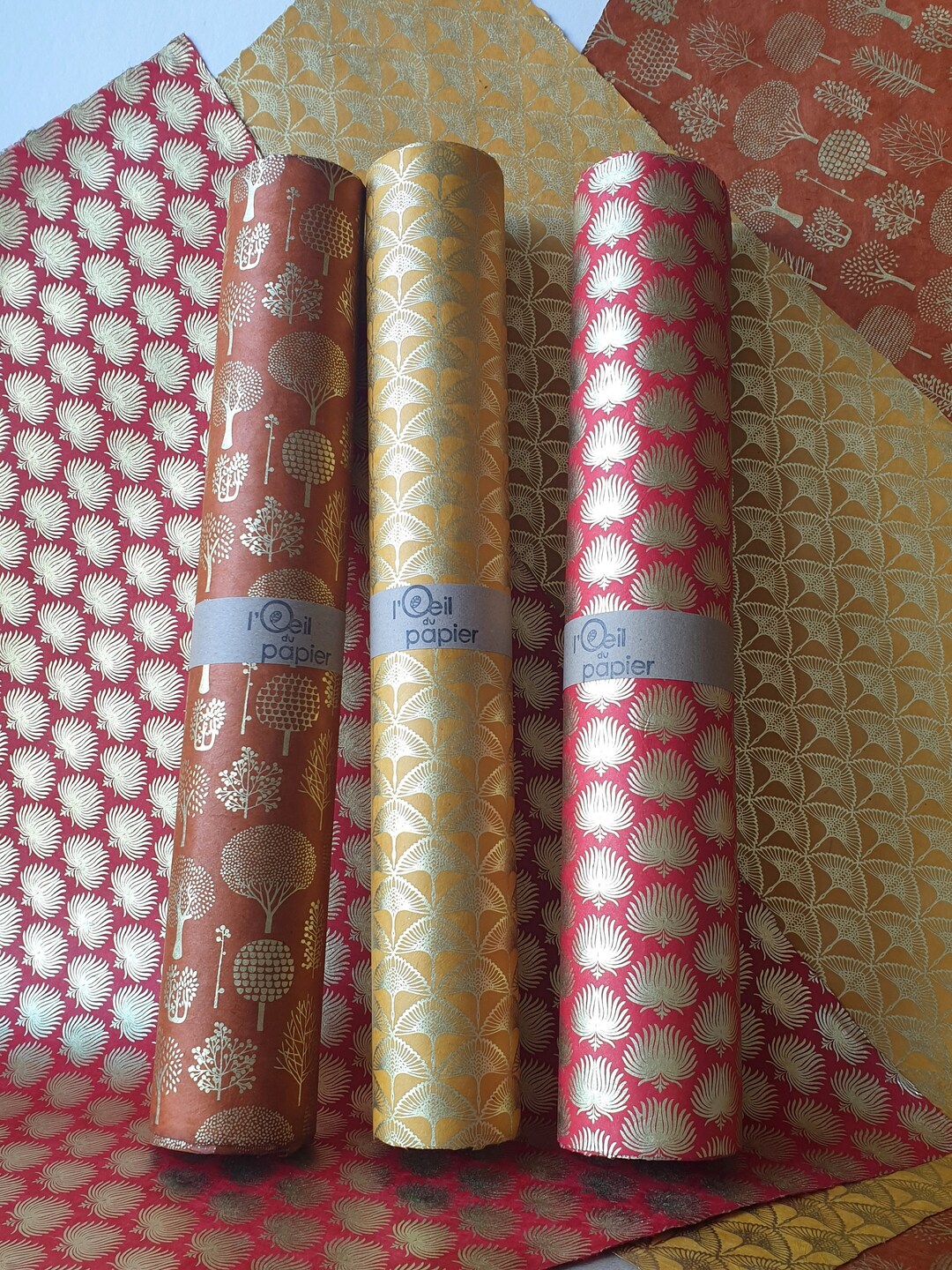 SHEET of NEPALESE Paper With Tsuru Palm or Golden Forest Patterns 50x75 ...