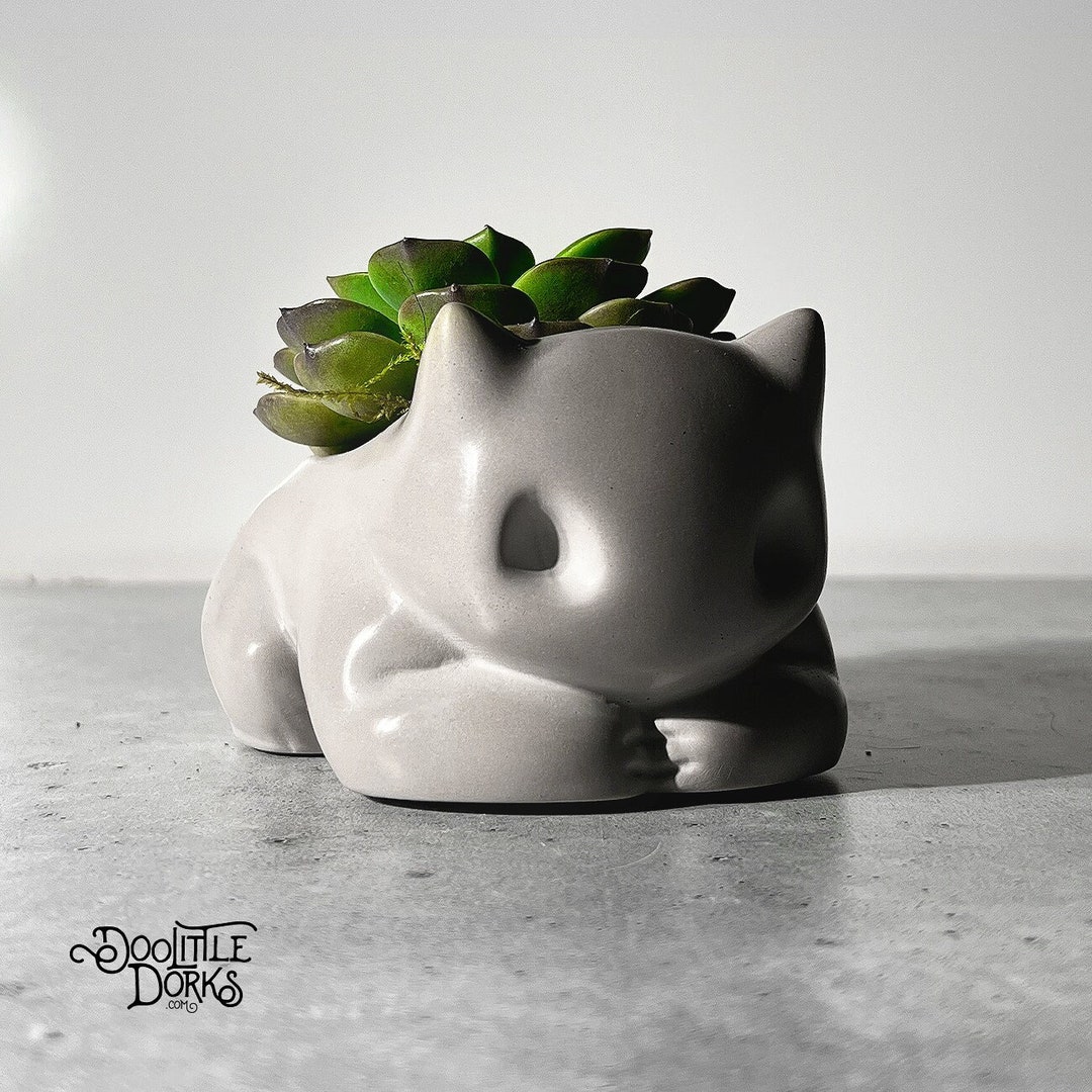 Bulba Planter | Sleeping Bulbasaur | Concrete Succulent Planter ...