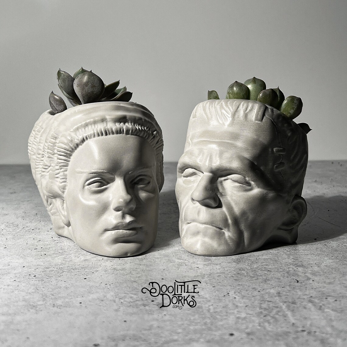 Frank and Bride Concrete Planters Set - Desk Planter | Halloween ...