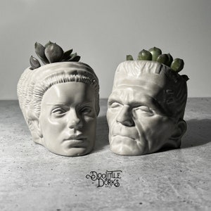 Frank and Bride Concrete Planters Set - Desk Planter | Halloween ...
