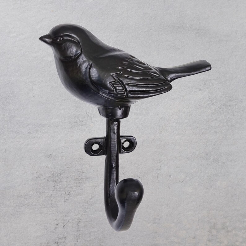 Set of 3 Cast Iron Bird Coat Hooks: Rustic Wall Decor - Etsy