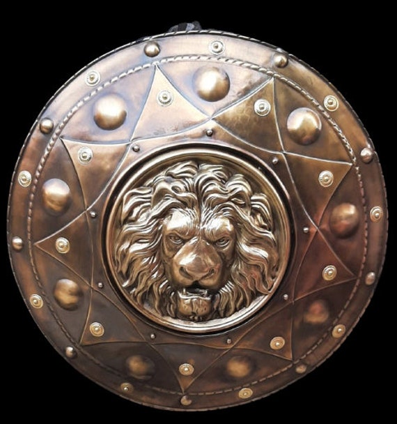Lion Face Round Medieval Shield Knight Armor Shield Solid | Etsy