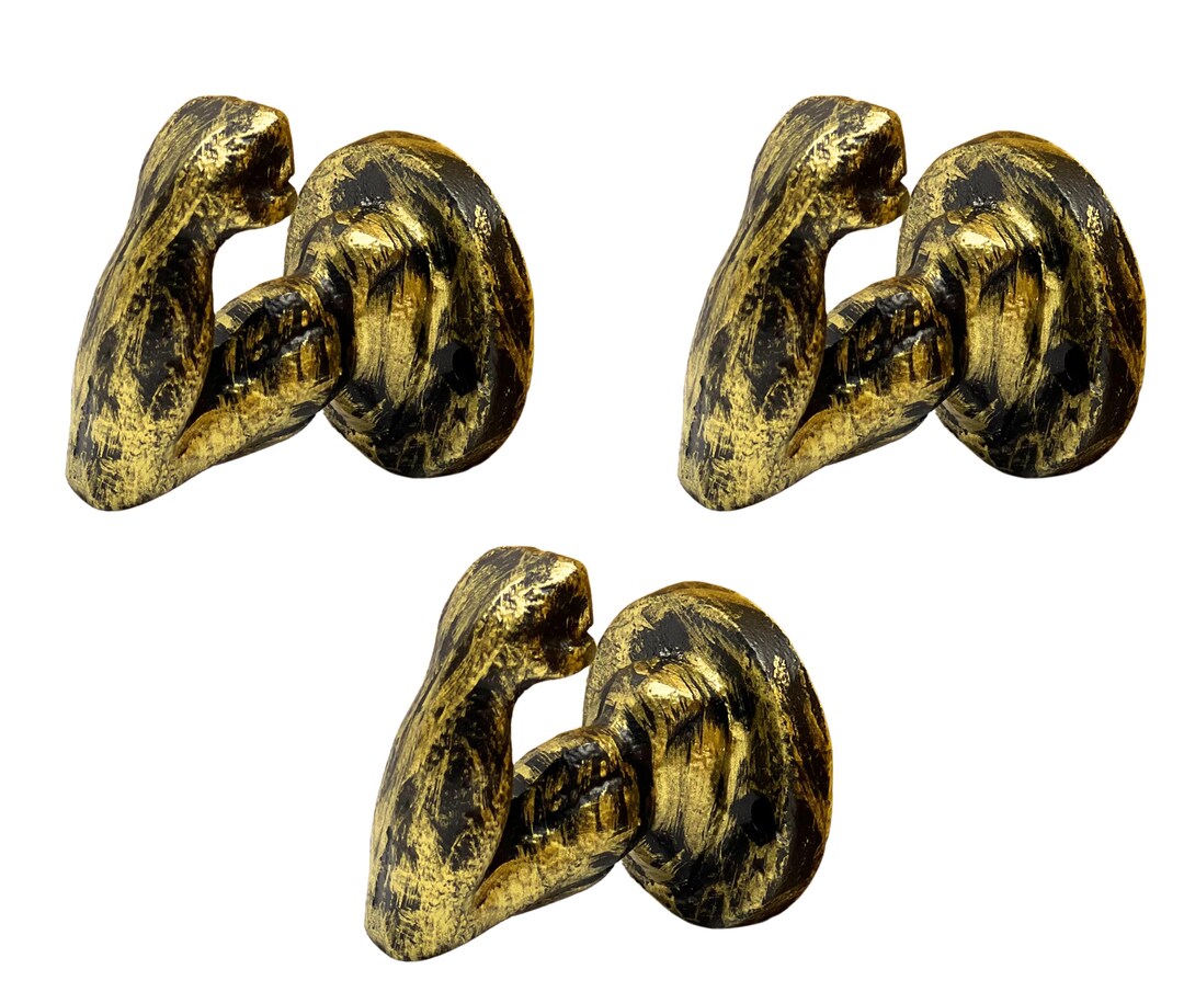 Set of 3 Muscle Arm Coat Hooks - Set of 3 Aluminum Wall Decor Hangers ...