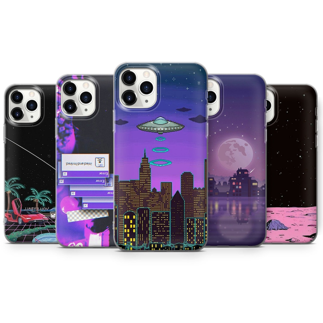 Retro Vaporwave Phone Case 80s Aesthetic Cover for iPhone 15 Pro, 14 ...