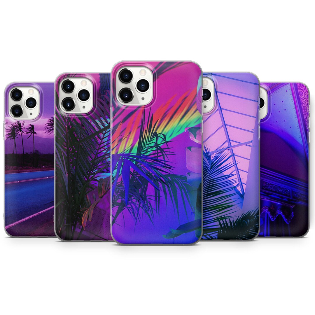 Purple Neon Palms Phone Case Architecture Cover for iPhone 15 Pro, 14 ...
