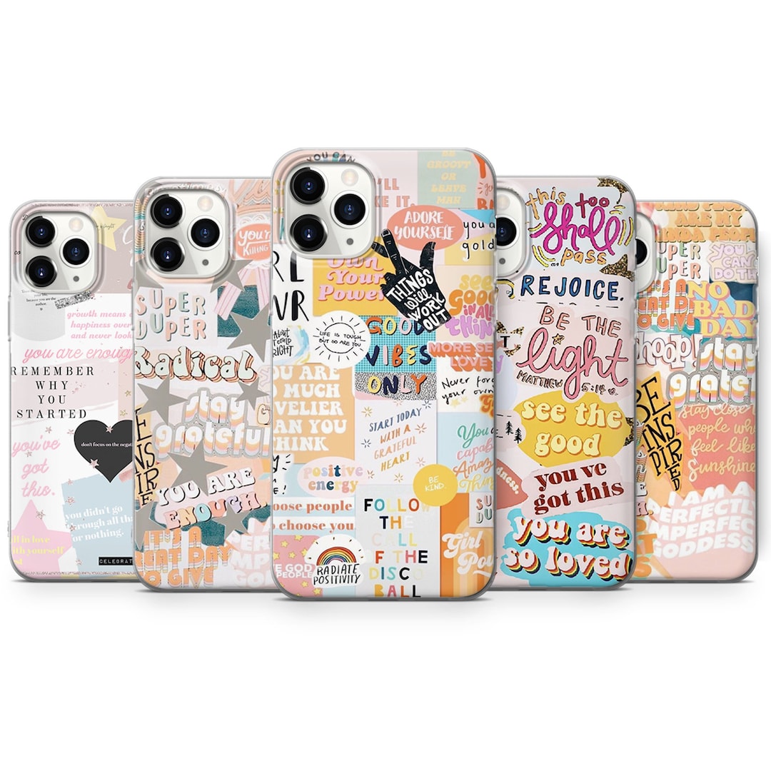 Cute Beige Collage Phone Case Dreamy Wall Cover for iPhone 15 Pro, 14 ...