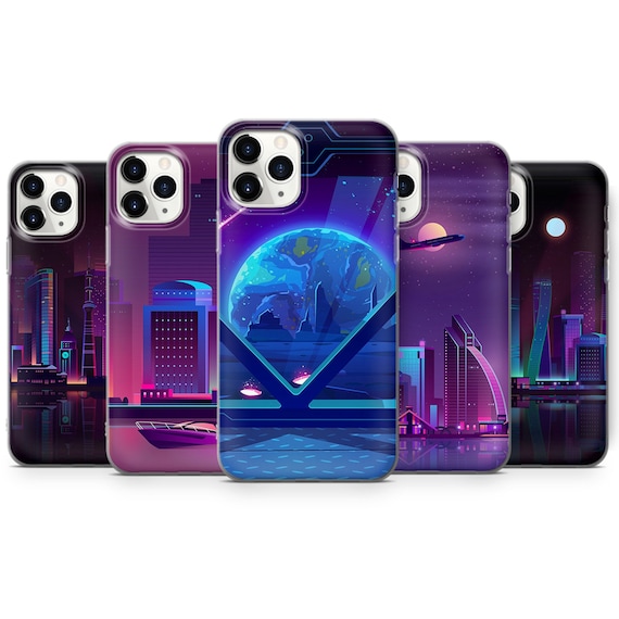 Neon Cyberpunk City Phone Case Synthwave Cover for Iphone 13 | Etsy