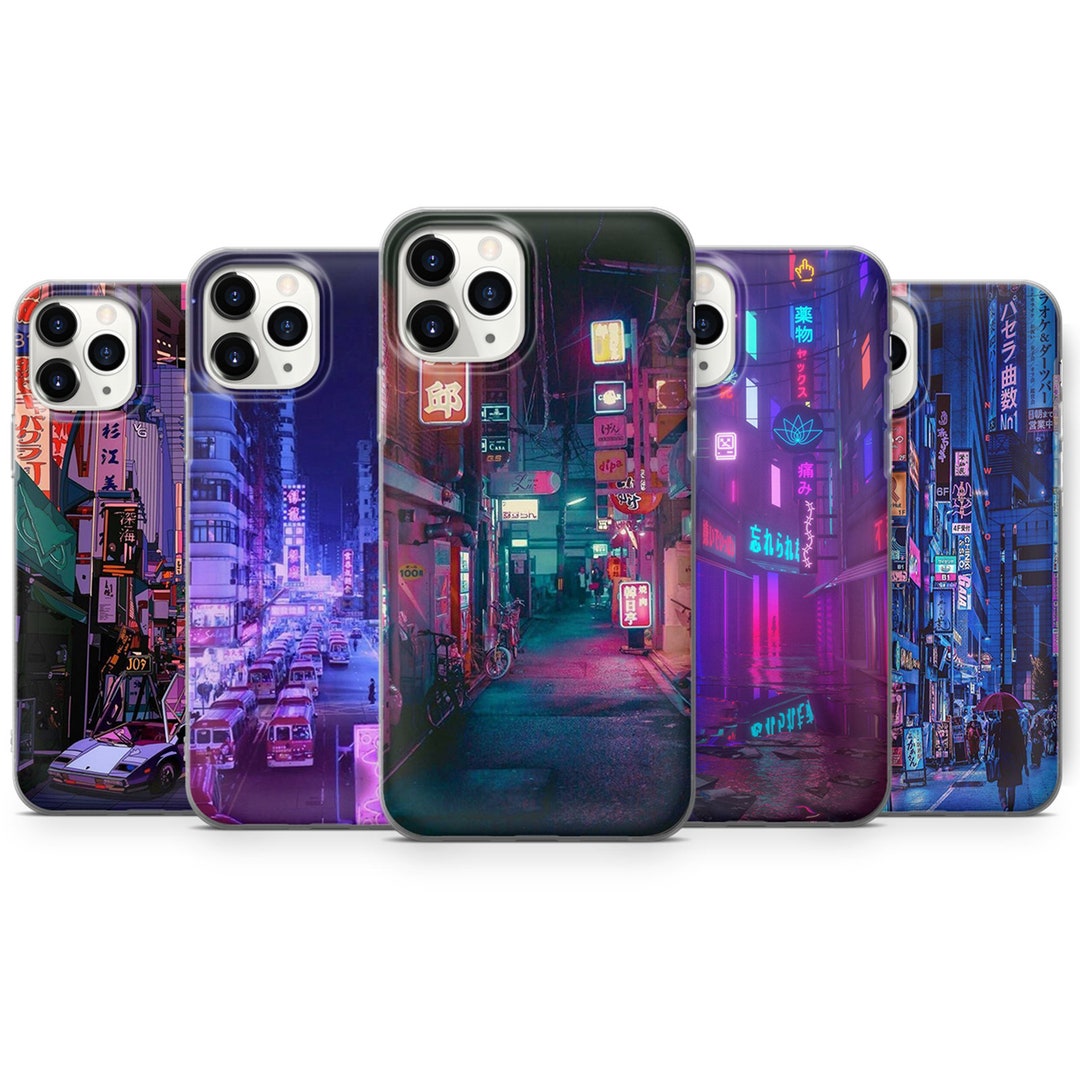 Japanese Night City Phone Case Tokyo Pink Cover for iPhone 15 Pro, 14 ...