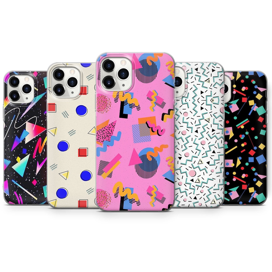 Geometric 80s Pattern Phone Case Triangle Cover for iPhone 15 Pro, 14 ...