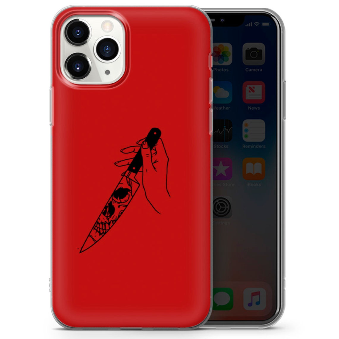 Red Roses Knife Phone Case Black Skeleton Cover for Iphone 14 - Etsy