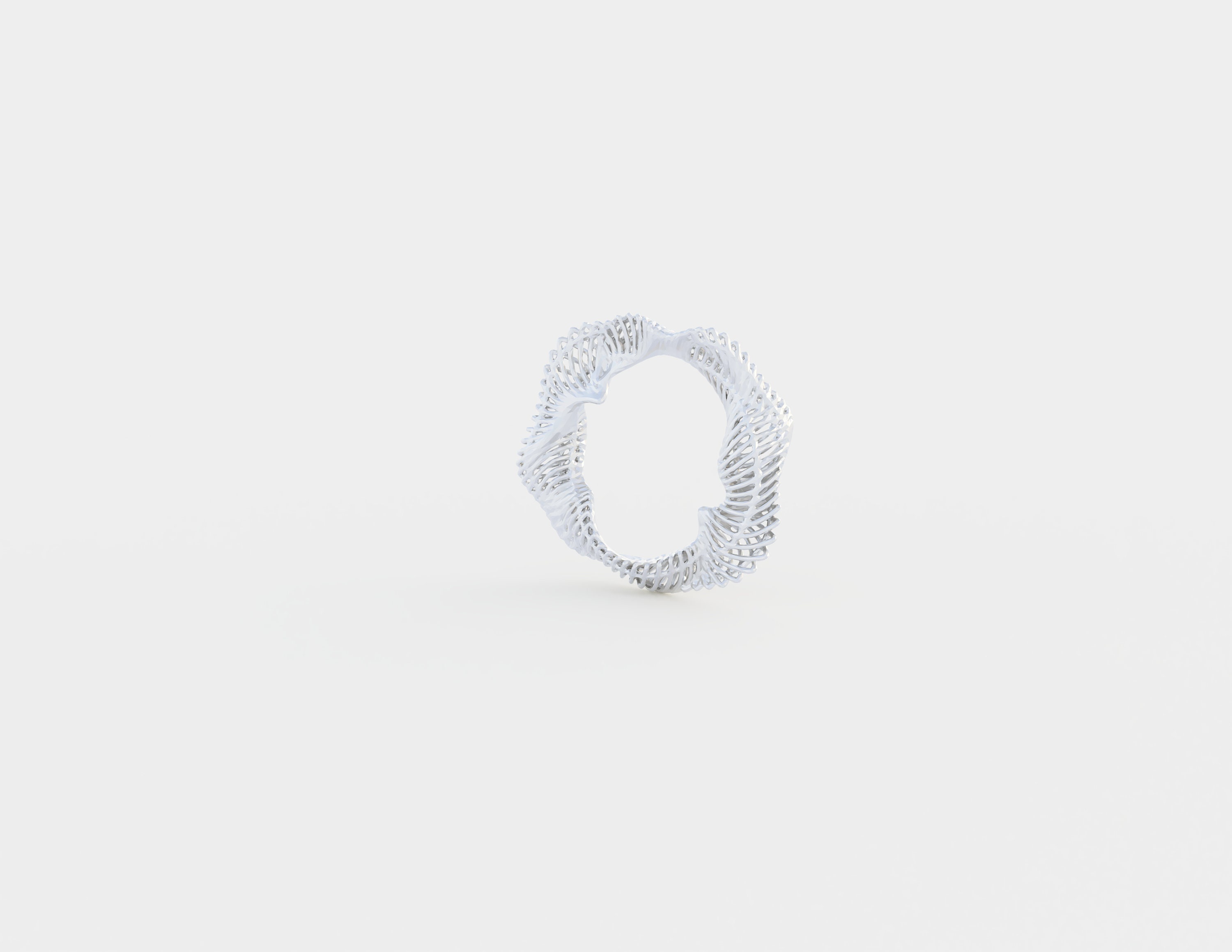 3D Printed Titanium Ring, Rib Natural Structure, Silver Matte Ring ...