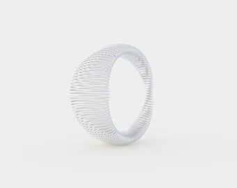 3D Printed Titanium Ring, Rib Natural Structure, Silver Matte Ring ...