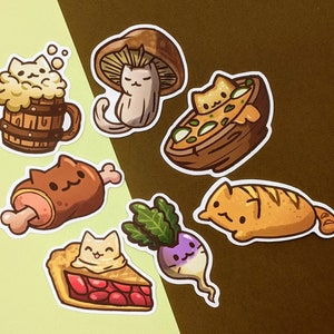 FoodCats sticker pack Cute cat food vinyl stickers Kitty | Etsy