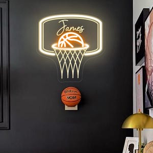 Custom Basketball Name Neon Sign, Boy Bedroom Decor, Personalized Neon ...