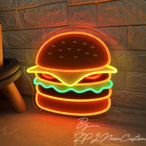 Hamburger Neon Sign Custom Food Neon Sign Burger Led Neon Light up Sign ...