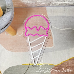 Ice Cream Neon Sign Ice Cone Neon Sign Custom Neon Sign Led Light for ...