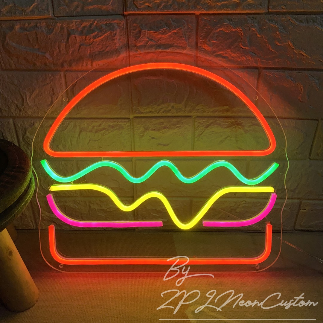 Burgers Neon Sign Custom Food Neon Sign Fast Food Shop LED Signage ...