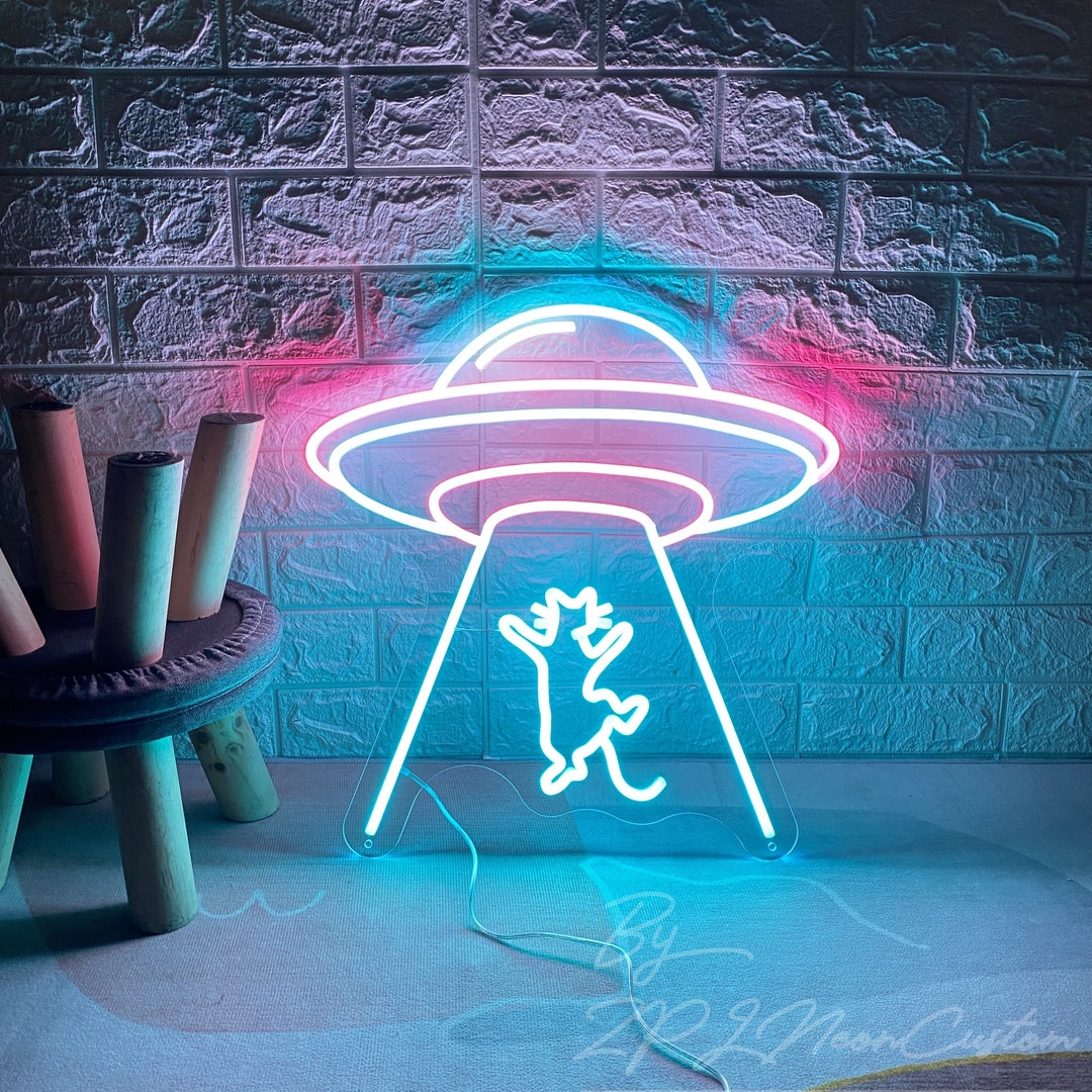 UFO Cat Neon Sign Custom Neon Sign UFO Lamp Ufo Cat LED Light Animal ...