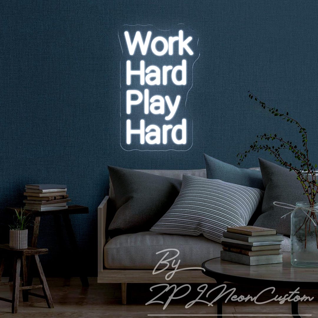 Work Hard Play Hard Neon Sign: Custom LED Bar Decor - Etsy