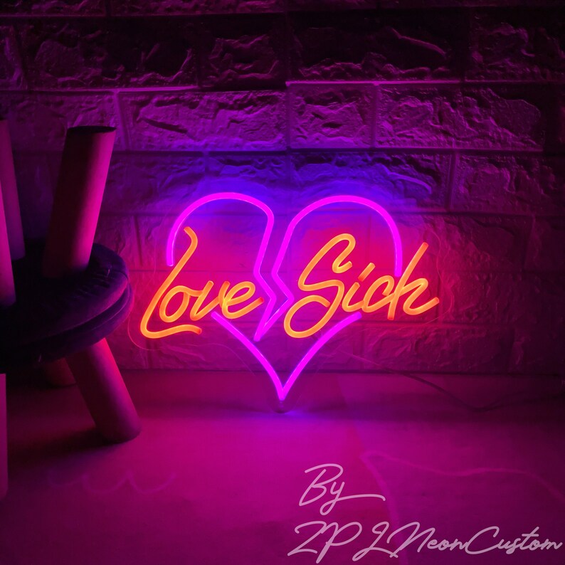 Love Neon Sign | Heart Broken LED Light, Wall Decor - Etsy