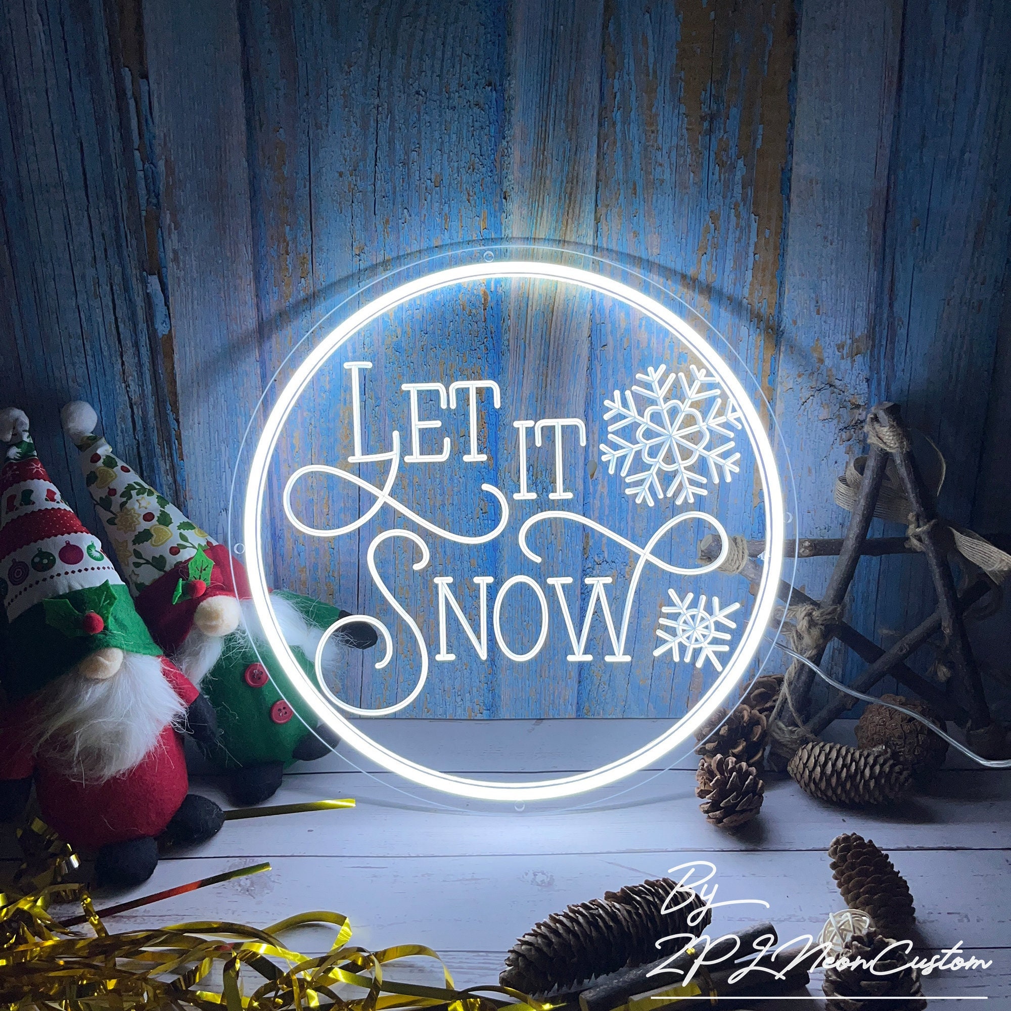 Neon Word Lights Snow