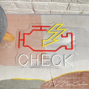 Check Engine Neon Sign Garage Neon Sign Led Light Car Garage Decor ...