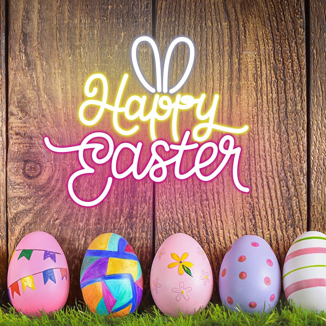 Happy Easter Neon Sign Rabbit Neon Sign Custom Neon Sign Easter Party ...