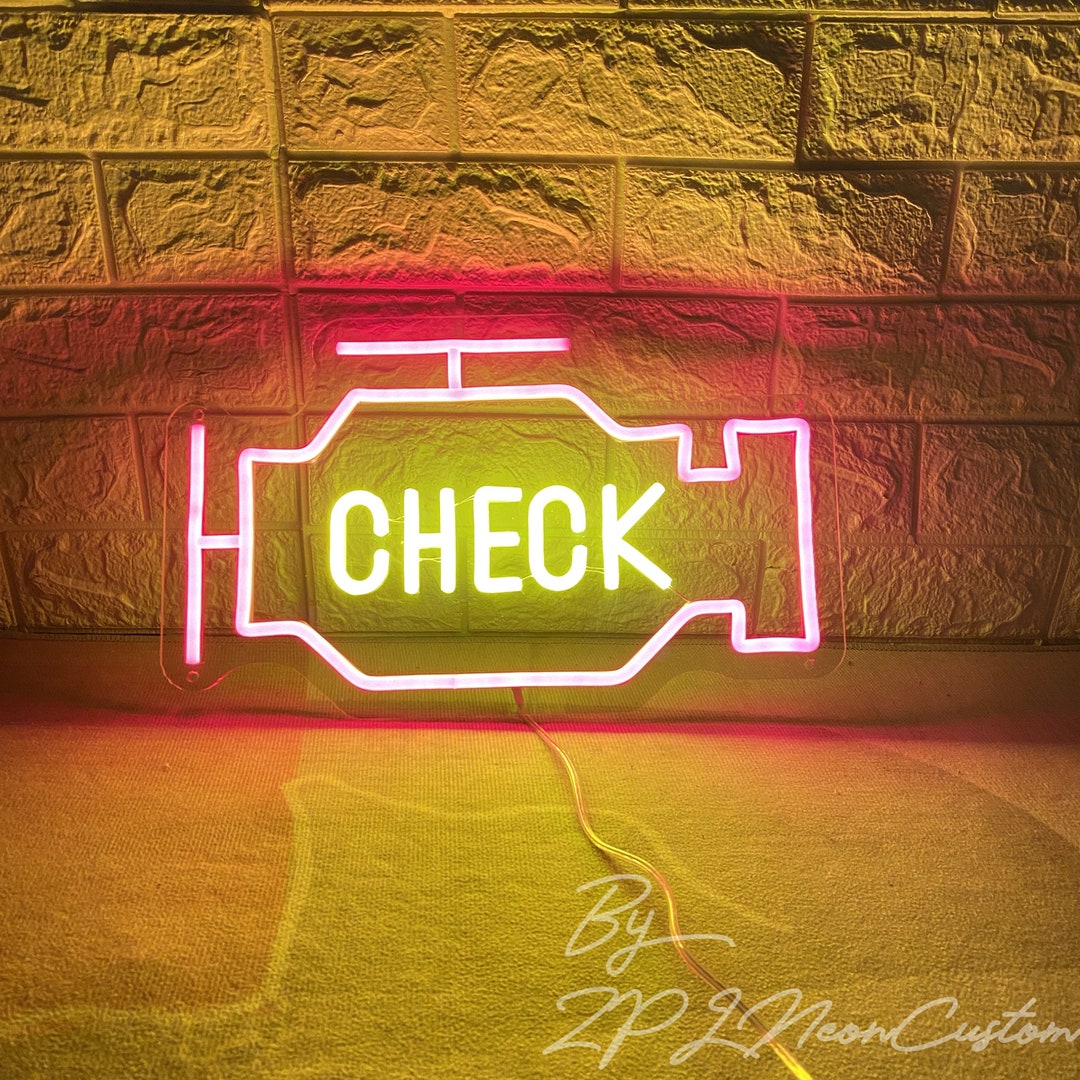 Check Engine Neon Sign Check Engine Neon Light LED Garage Sign Car Sign ...