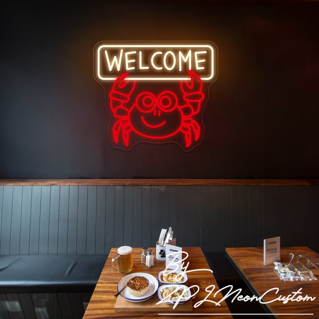 Crab Neon Sign Custom Neon Sign Seafood Neon Sign Led Light Seafood ...