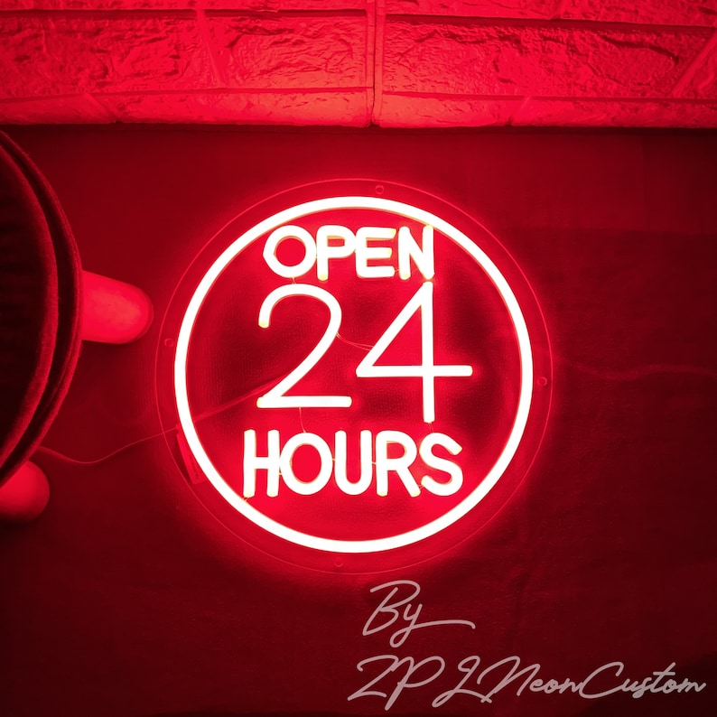 Open 24 Hours Neon Sign, Custom LED Business Decor - Etsy