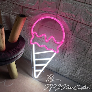 Ice Cream Neon Sign Ice Cone Neon Sign Custom Neon Sign Led Light for ...