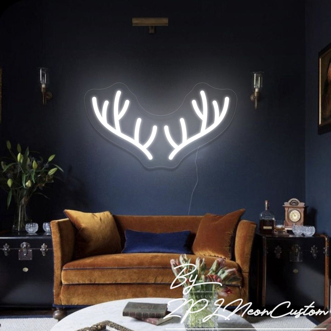 Antlers Neon Sign Custom Animal Neon Sign Deer Neon Sign Living Room ...