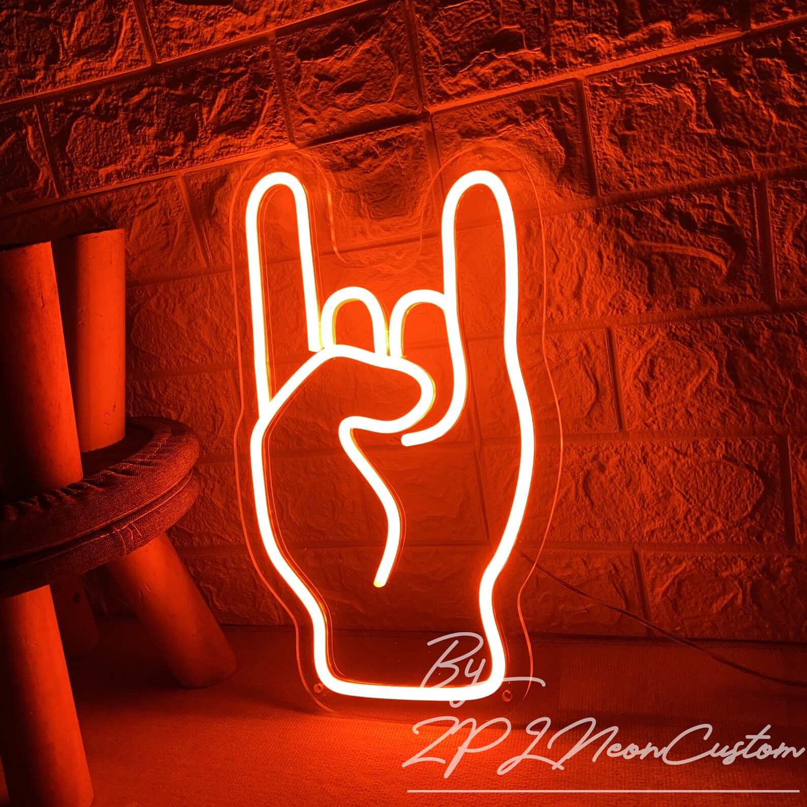 Rock on Hand Neon Sign Custom Neon Sign Led Light Music Gesture Neon ...